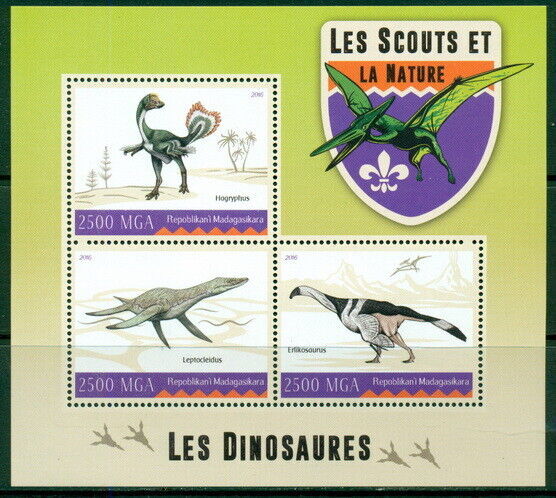 2016 Dinosaurs Miniature Sheet Scouts Hagryphus Leptocleidus ...