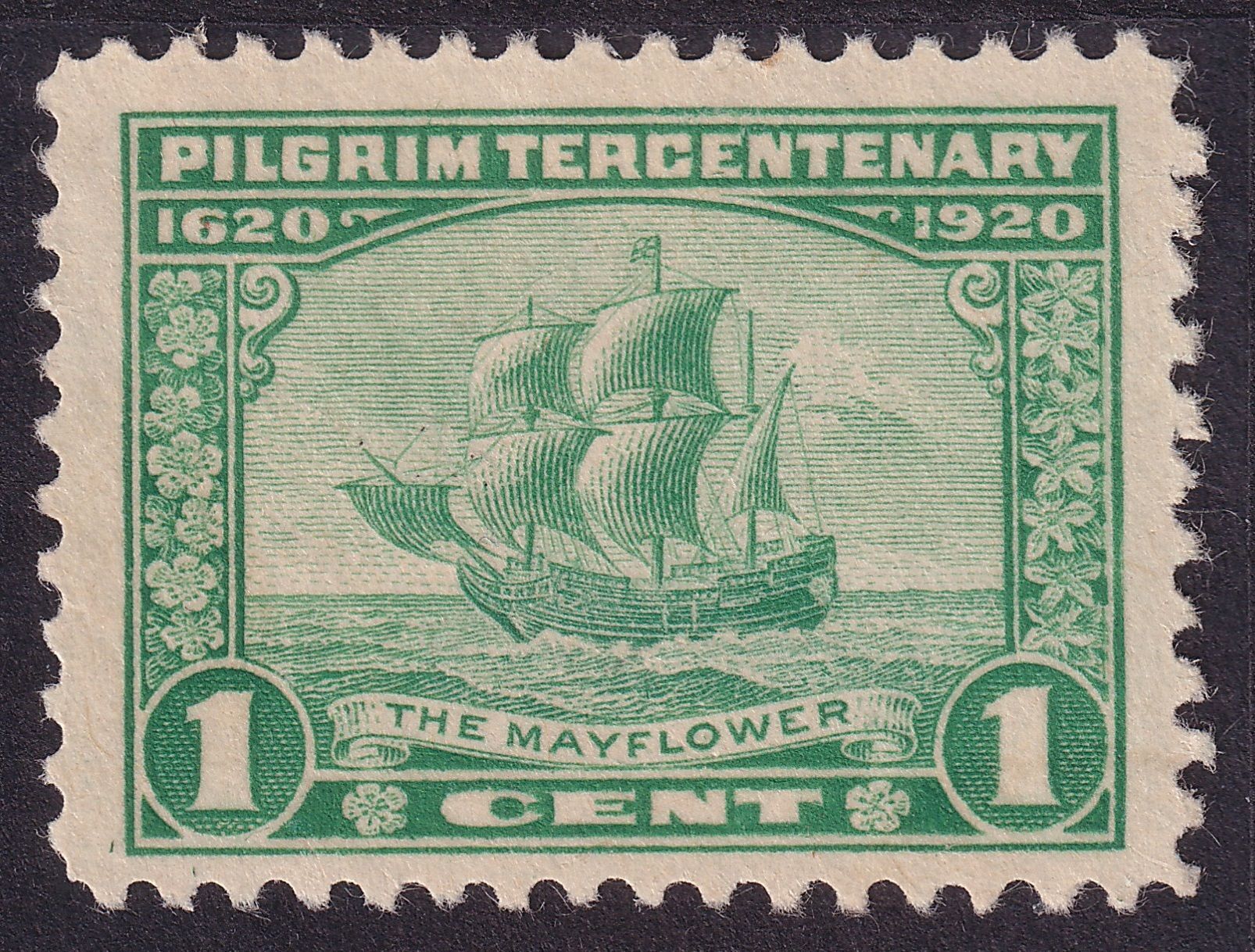US 548 1c Green Mayflower Unused NO GUM VF With Jumbo Margins -Hsb1 ...