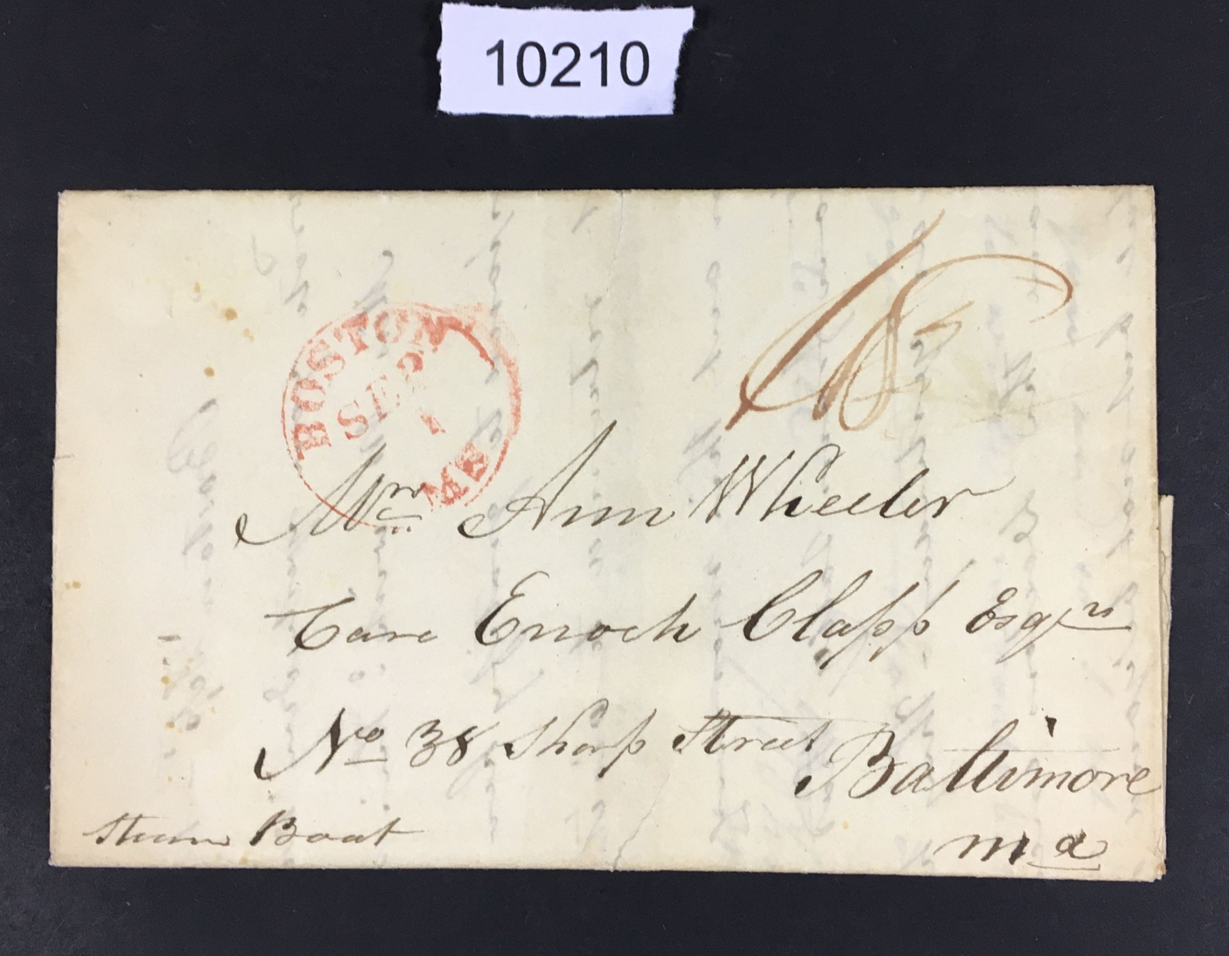 US Stamps # Paddlewheel Steam Boats East Coast 1836 Stampless Cover LOT ...