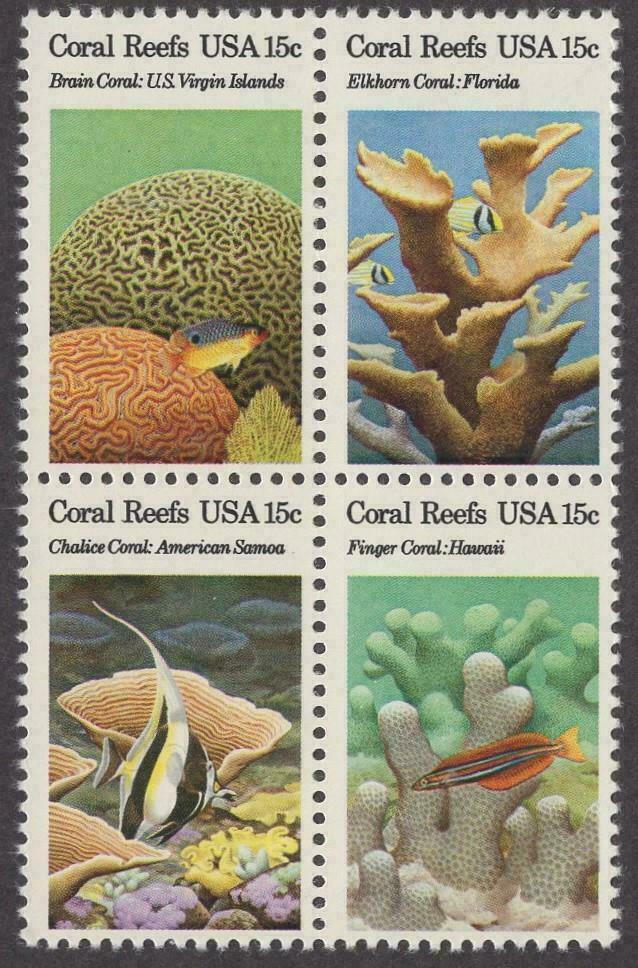 1980 Coral Reefs Block Of 4 15c Postage Stamps - Sc# 1827-1830 - CW205 ...
