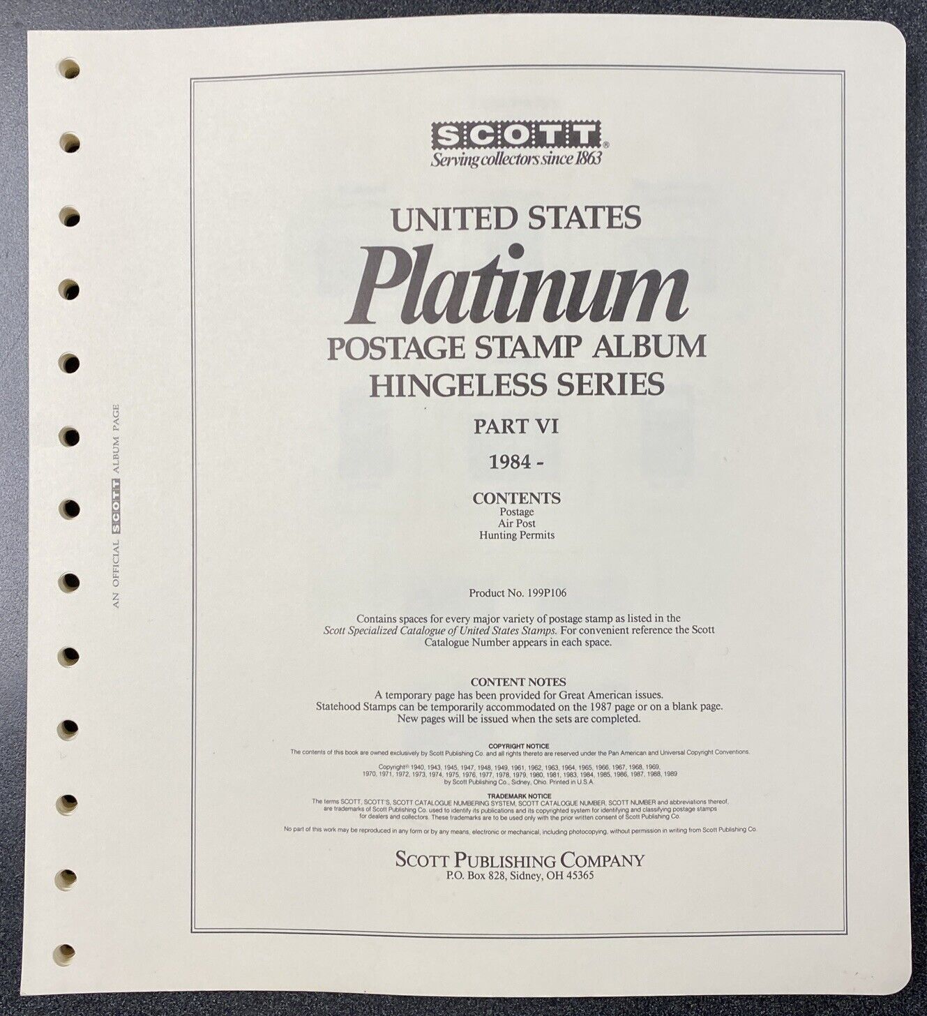 Scott US Platinum Postage Stamp Album Hingeless Series 1984-1992 ...