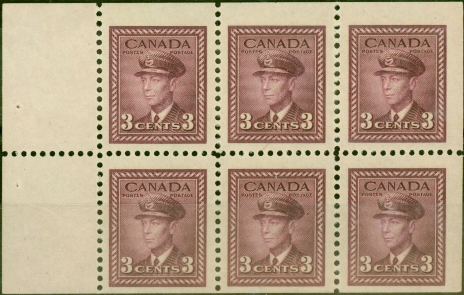 Canada 1947 3c Purple SG378b Booklet Pane of 6 V.F MNH | Canada, Stamp ...