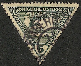 AUSTRIA 1916 Sc QE2 Used Special Handling, Triangle VF Lemberg, Ukraine ...