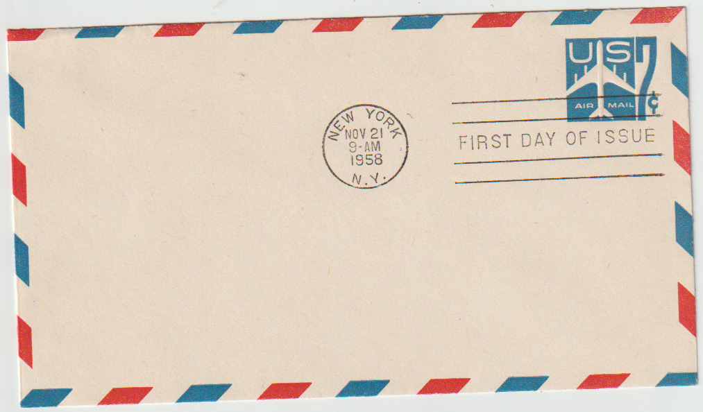 US Scott #UC33 FDC, 1958 Airmail Postal Stationery, 7c Airplane ...