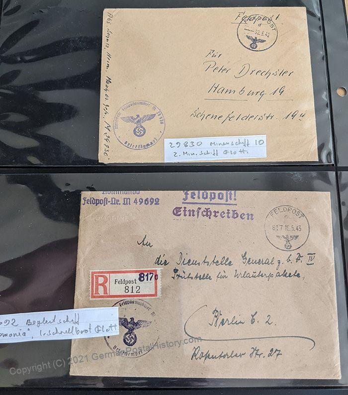 3rd Reich Germany Kriegsmarine Naval MSP Feldpost Collection 105676 ...