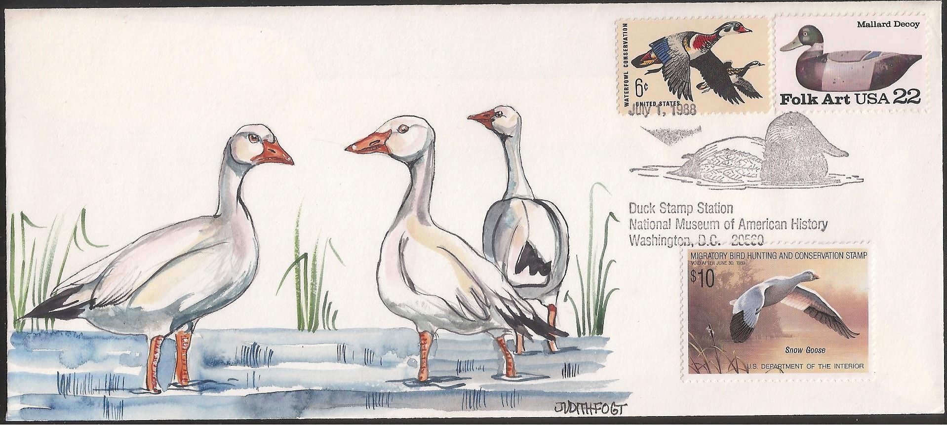 Judith Fogt Hand Painted FDC (Design #4) for the 1988 Federal Duck ...