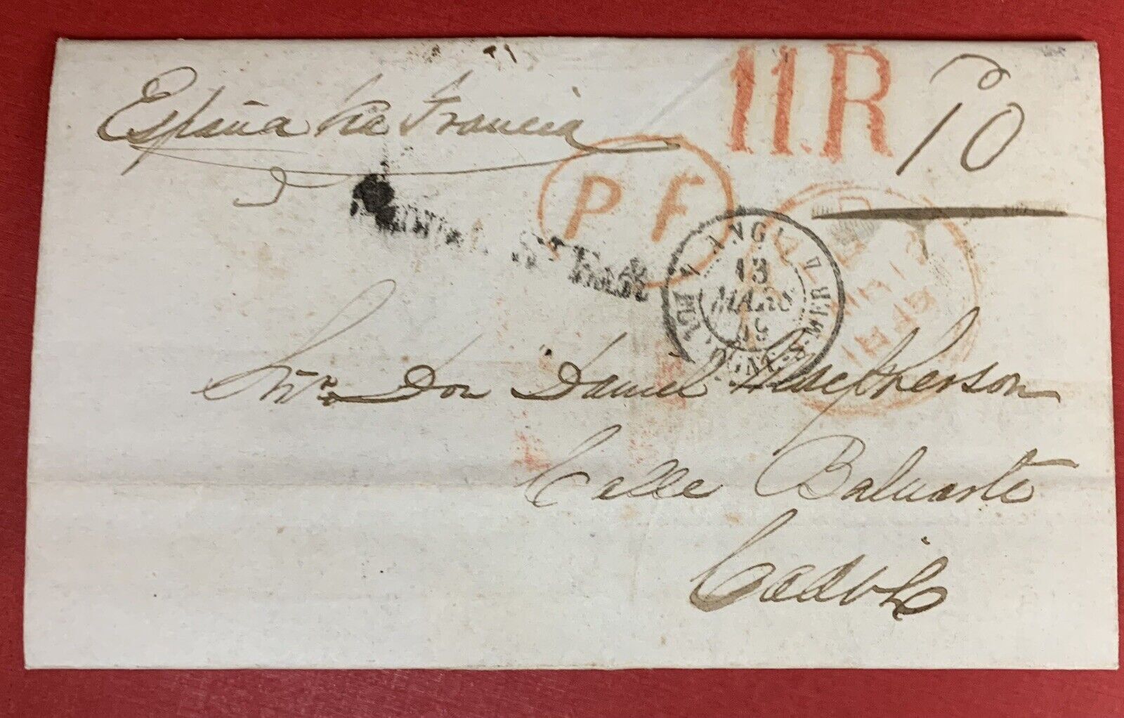 Great Britain Stampless Cover/with Letter, London to Cadiz, 5 Postal ...