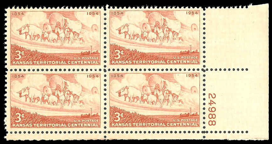 PCBstamps US #1061 PB 12c(4x3c)Kansas Territory, MNH, (PB-4b) | United ...