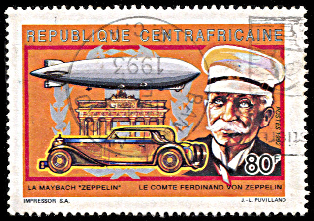 Central Africa 986, postally used, Zeppelin Airship, Zeppelin ...