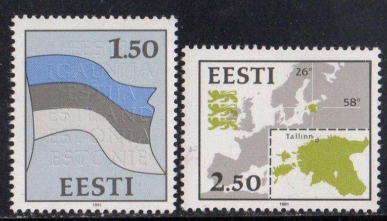 Estonia 1991 1r.50 Flag & 2r.50 Map MH / HipStamp