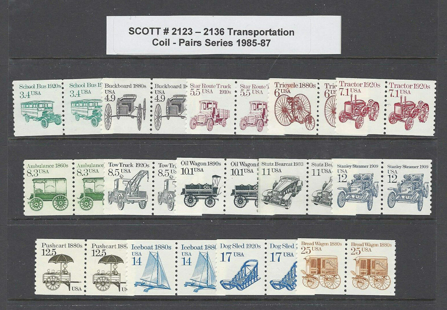 US Scott # 2123 - 2136 1985-87 Transportation Coil - Set of Pairs MNH ...