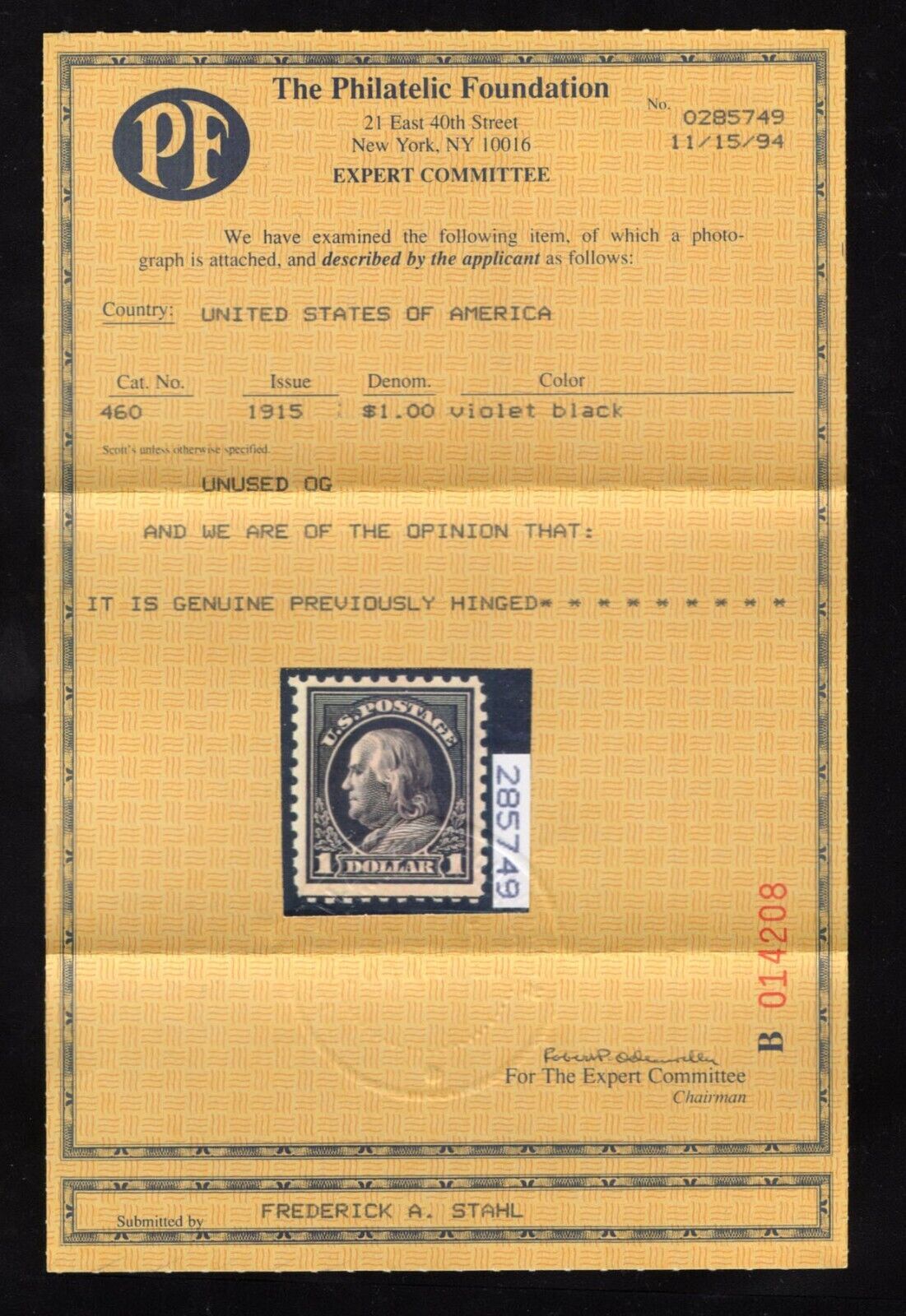 US Stamps #460 Mint OG VLH PF Cert LOT #79400 | United States, General ...