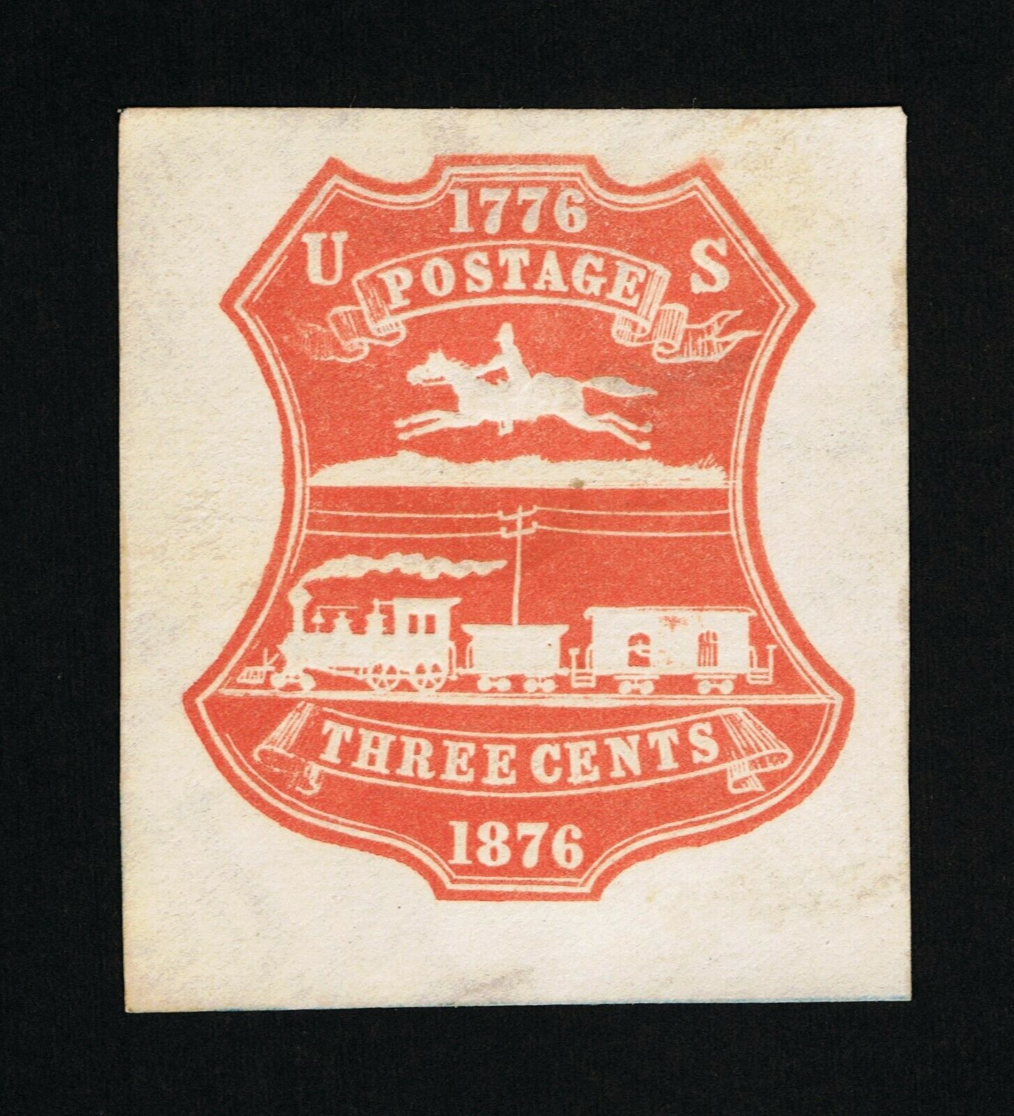 Exceptional Genuine Scott #U218 Mint 1876 RED Plimpton Large CUT Square ...