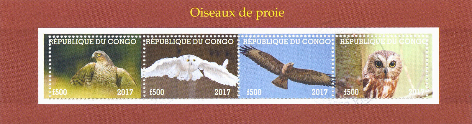 Birds of Prey on Stamps 2017 CTO Owls Snowy Owl Raptors 4v M/S I ...