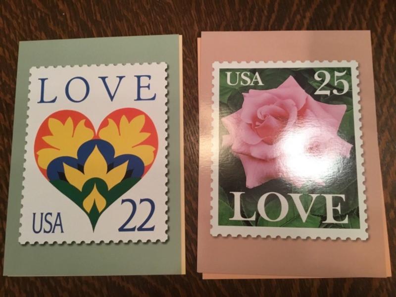 Love Stamp Postcards Lot of 20 USPS USA 5x7 Dove Puppy Rose Heart World ...