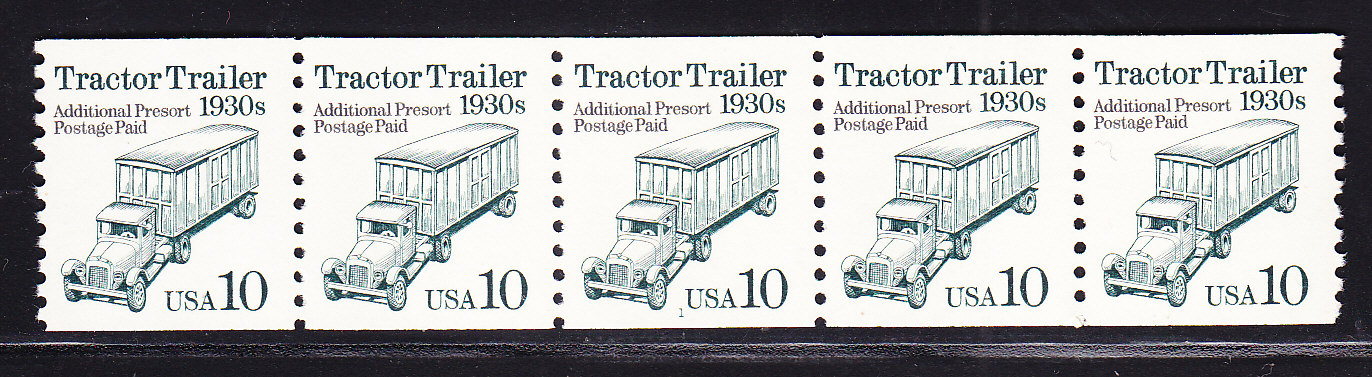 Tractor trailer 1930's 10c Plate Number Strip Nr.1 | United States ...