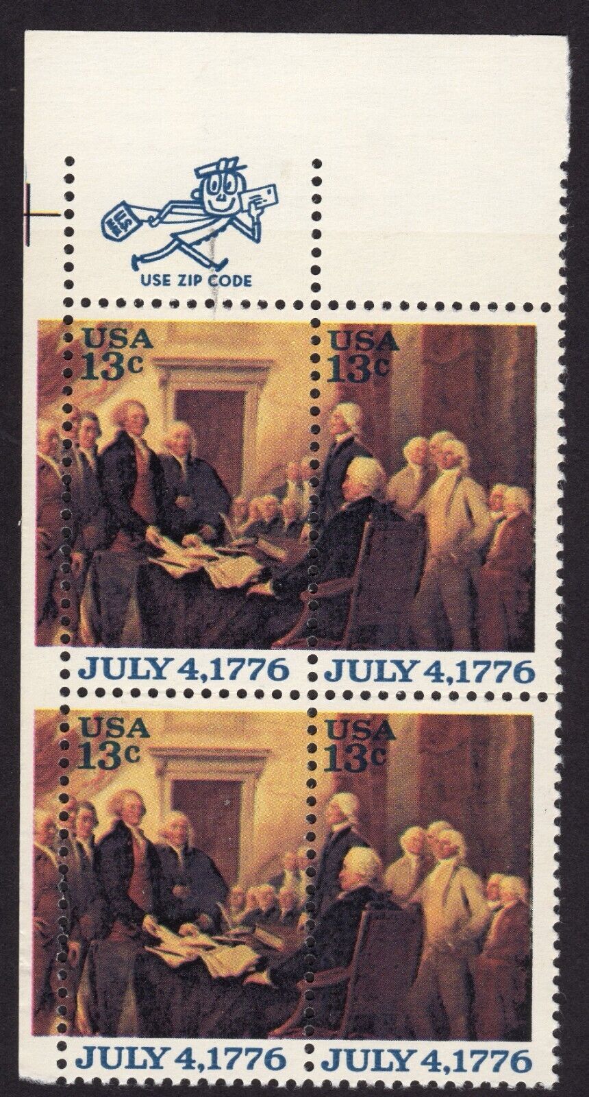 Scott #1693-1694 Declaration of Independance Zip Block of 4 Stamps ...