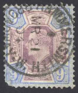 GB Sc# 136 SG# 250 Cull (lower left clipped) 1902-1911 9p King Edward ...