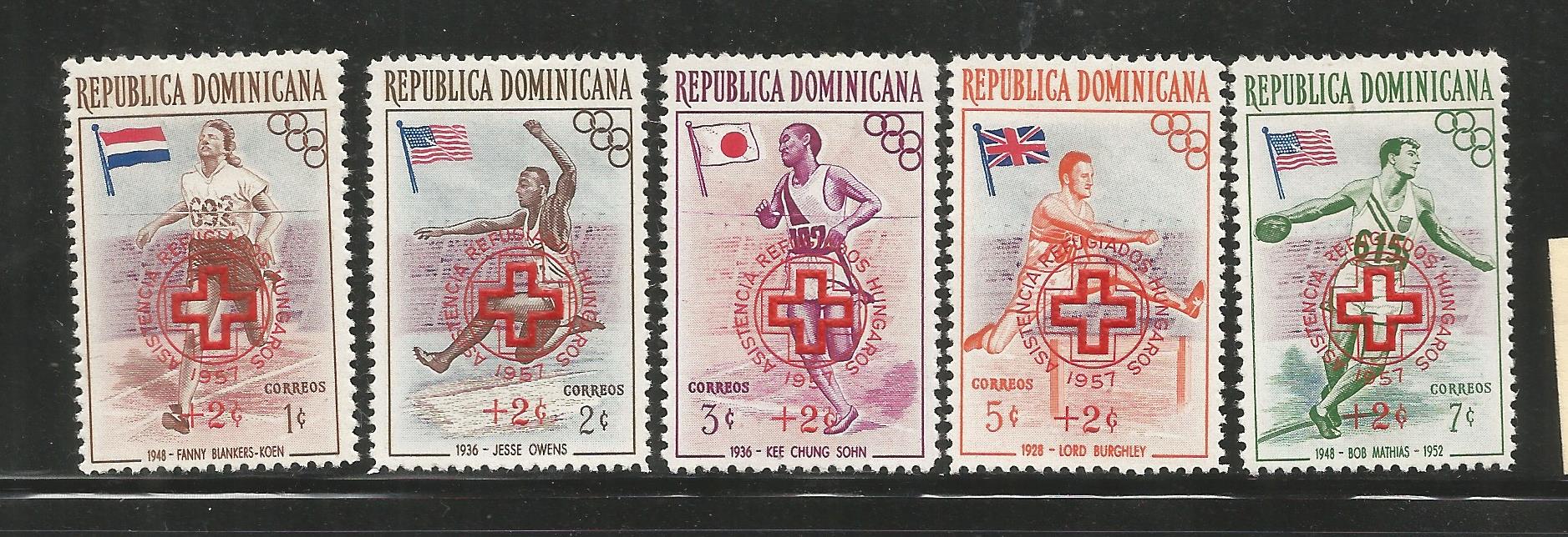 Dominican Republic, B1-5, Mint Hinged, Semi Postal Stamps, Flags in NAT ...