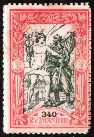 1914 WW 1 France Delandre Poster Stamp 340th Infantry Regiment ...