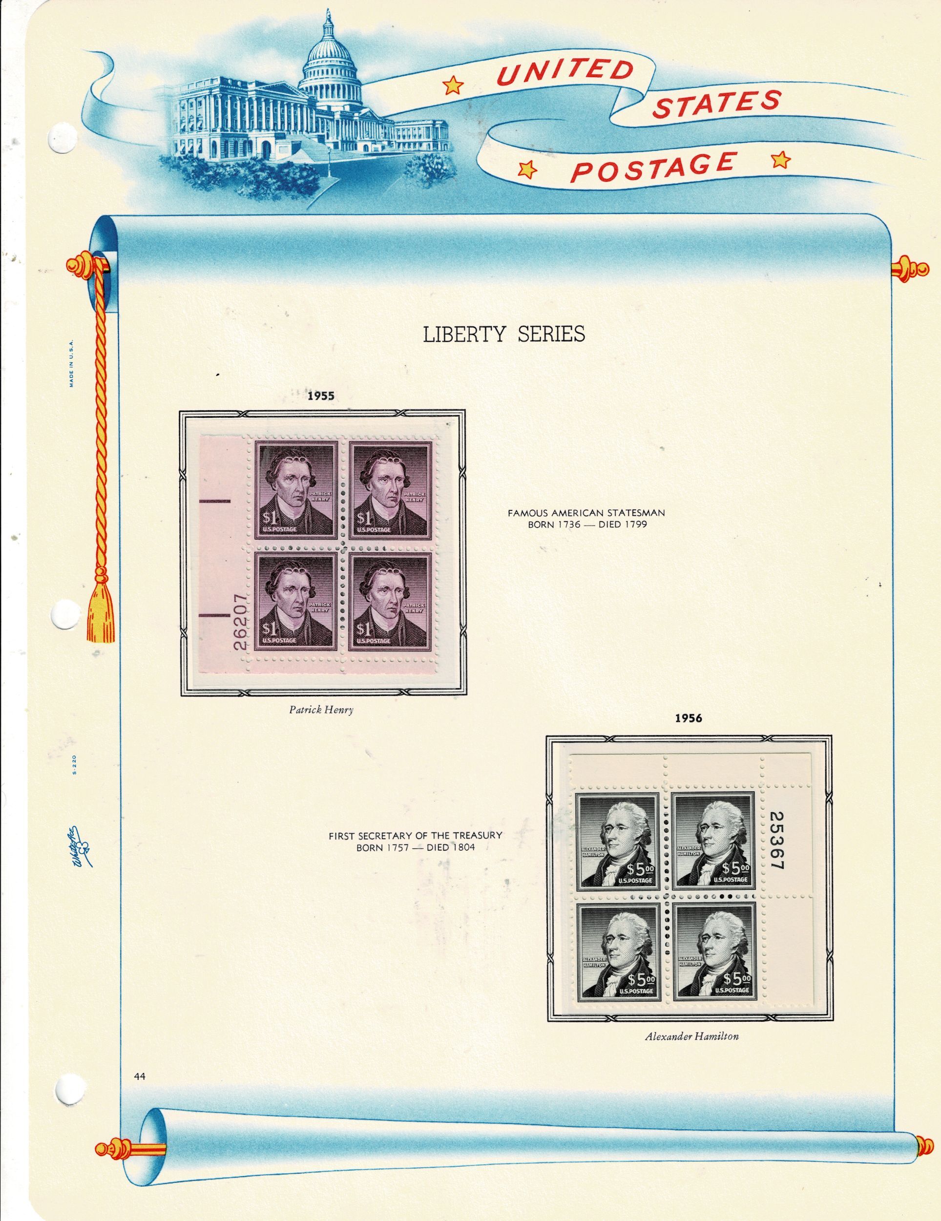 Liberty Series 1c to $5 US postage Plate Blocks #1030-54 VF MNH ...