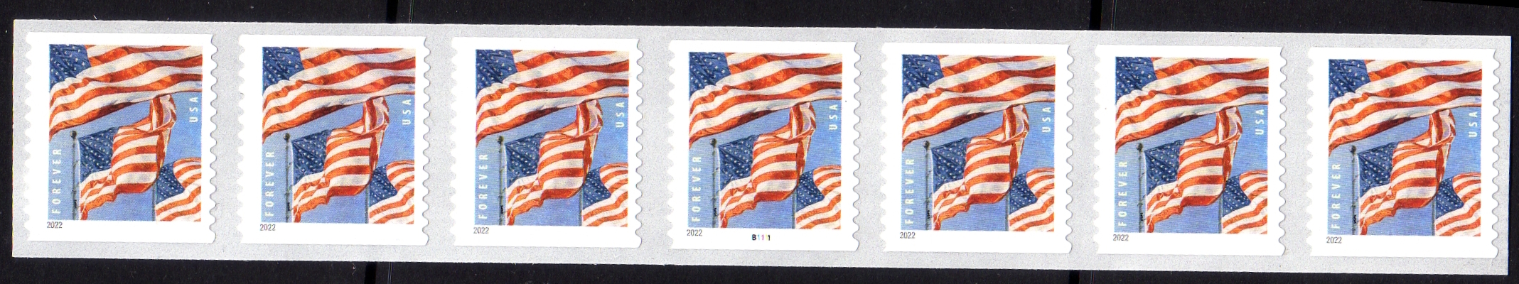 5655 Flags from coil of 3000 B1111 Plate Strip of 7 | United States ...