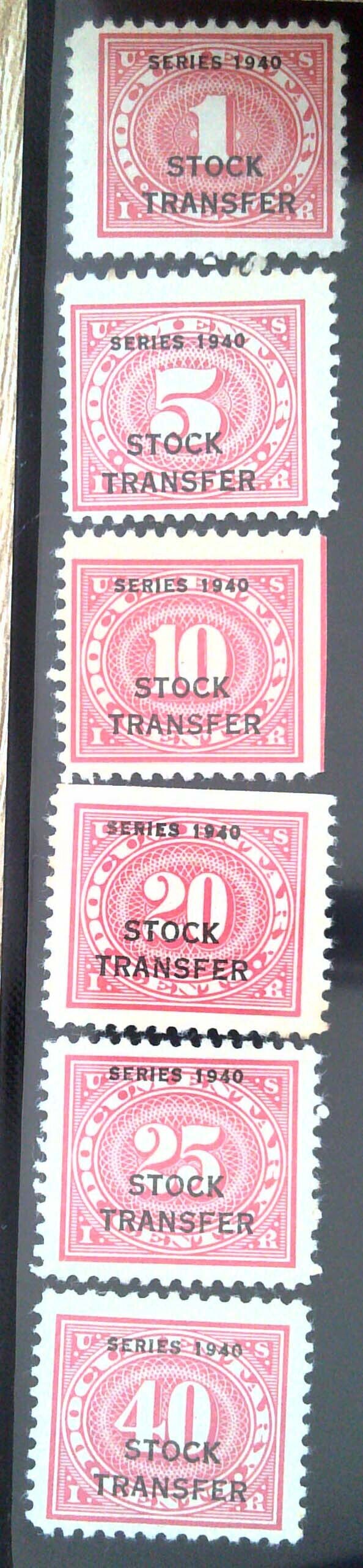 Scott#RD42,46,48-51 - Rose Pink - Stock Transfer Stamps Lot - NG - 1940 ...