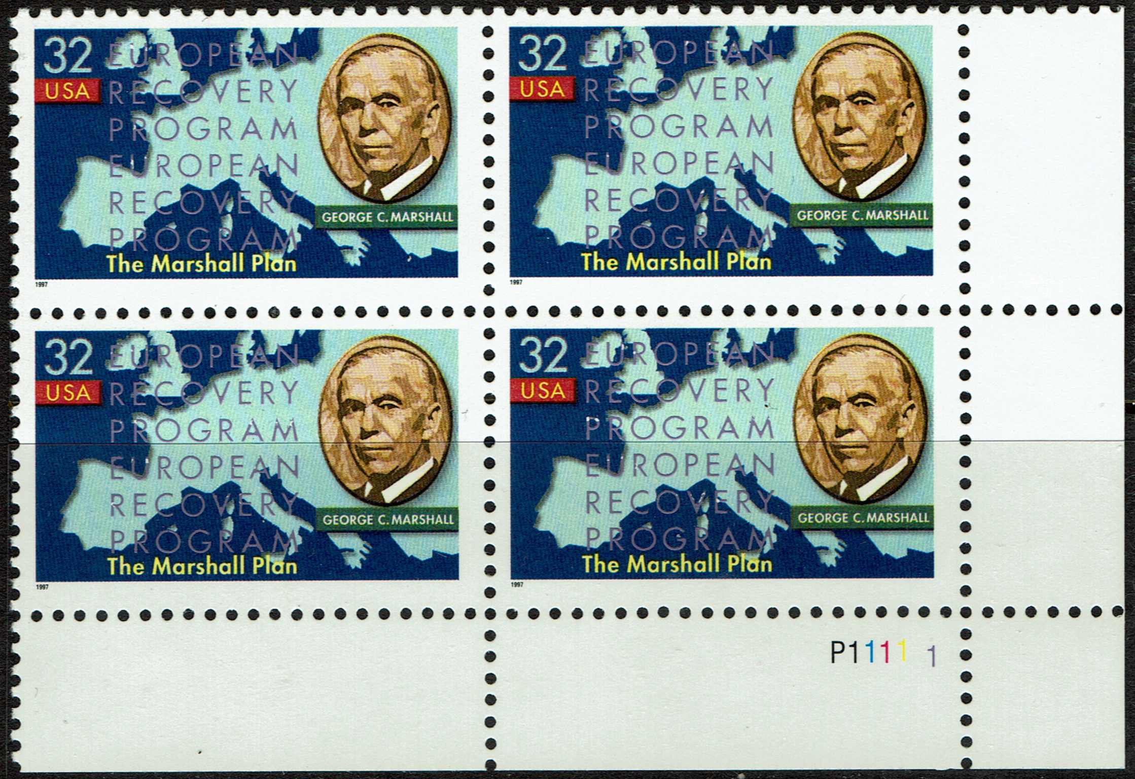 United States #3141 Plate Block MNH - The Marshall Plan (1997) | United ...
