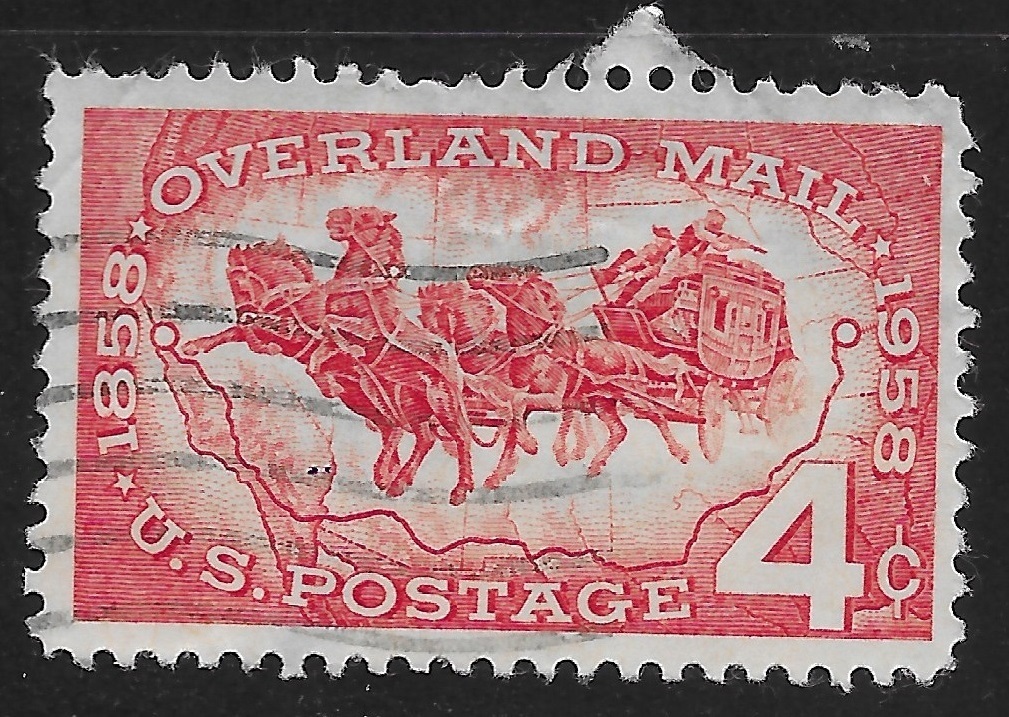 US #1120 4c Overland Mail - Mail Coach and Map of Southwest US | United ...