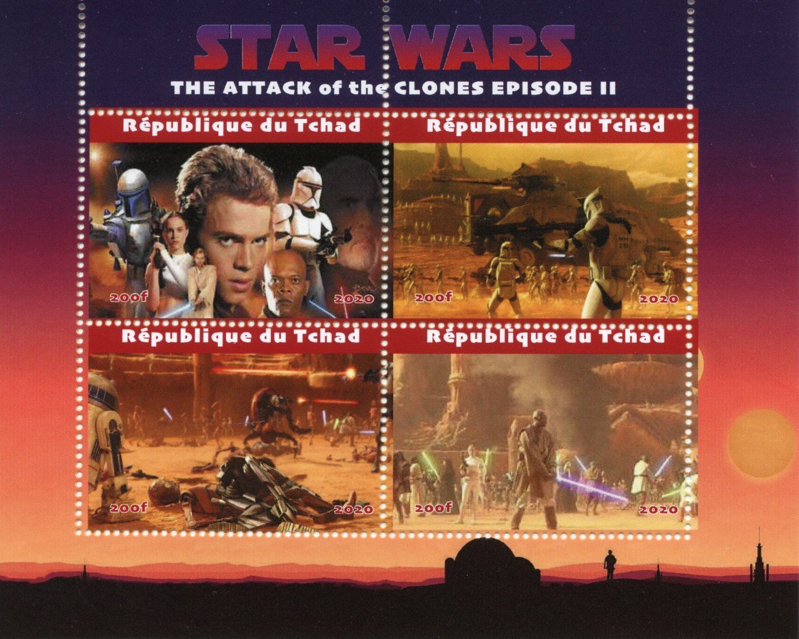 Star Wars Stamps Chad 2020 MNH Attack of Clones Anakin Skywalker Jedi ...