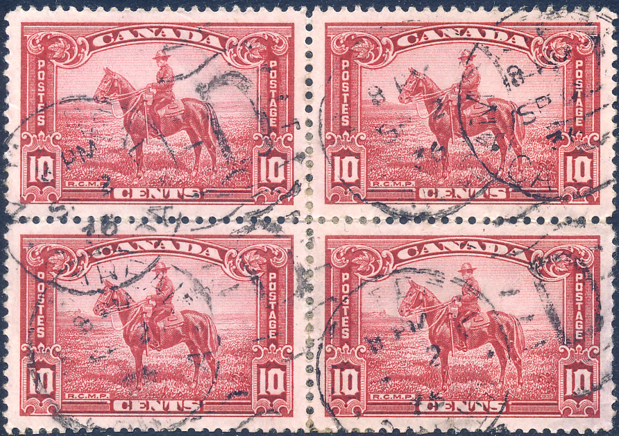 Canada 1935 Sc 223 Royal Canadian Mounted Police RCMP Block of 4 Stamp ...