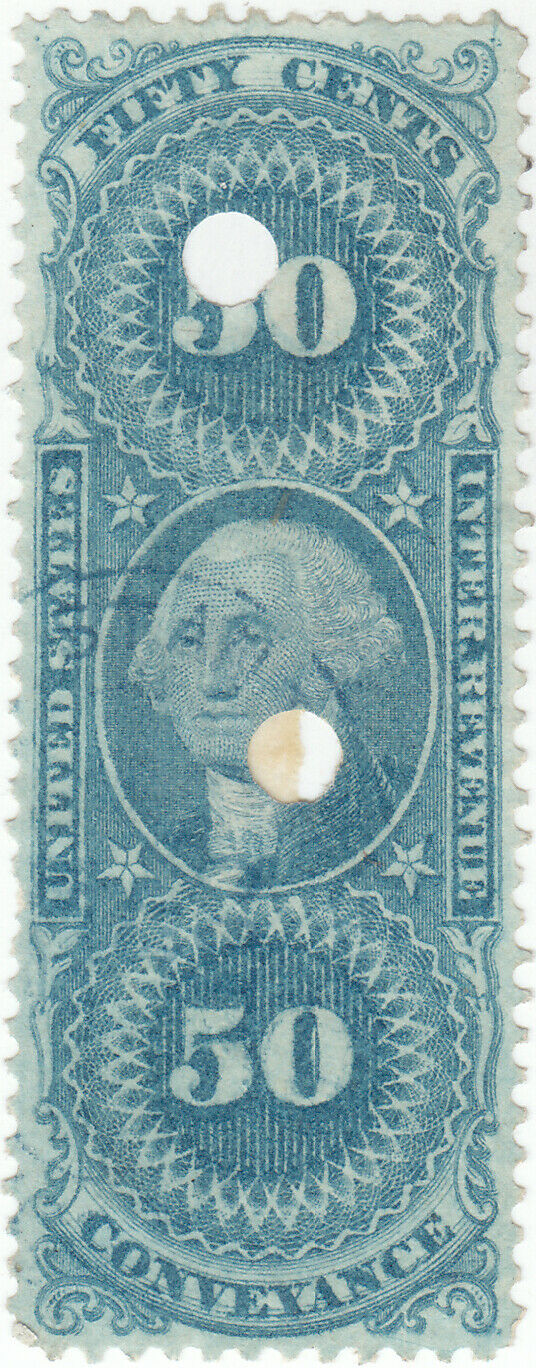 Scott # R54c- Revenue stamp - 50c Conveyance, blue- Used | United ...
