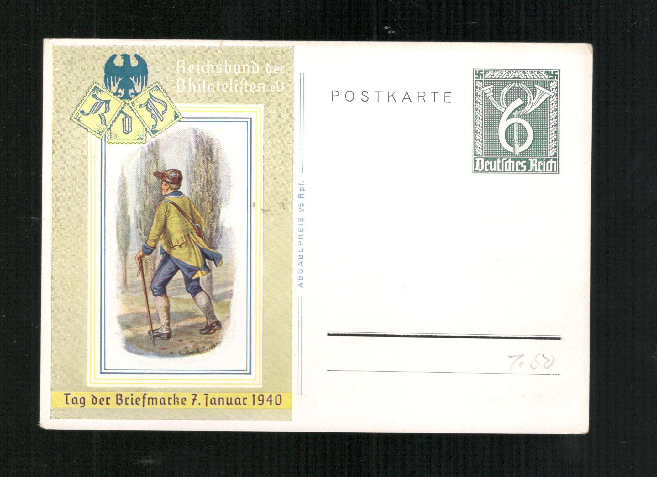 Germany Wwii Propaganda Post Card: 1940 TAG DER Briefmarke | Europe ...