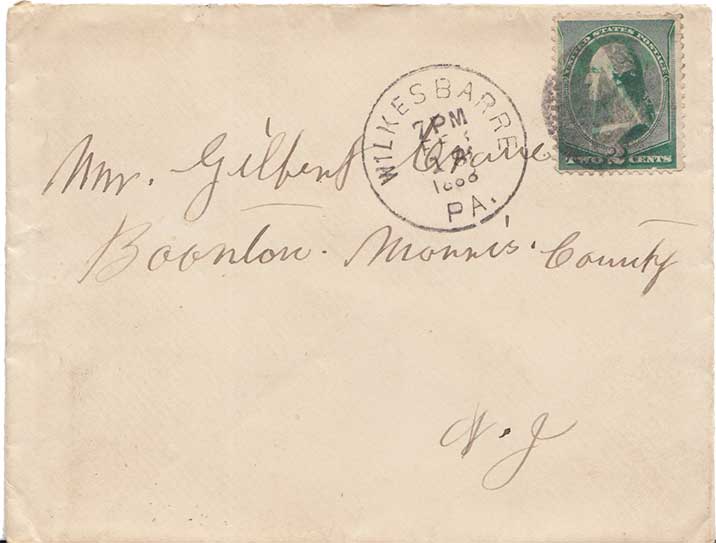 United States Pennsylvania Wilkes Barre 1888 negative A 1878-1895 2c ...