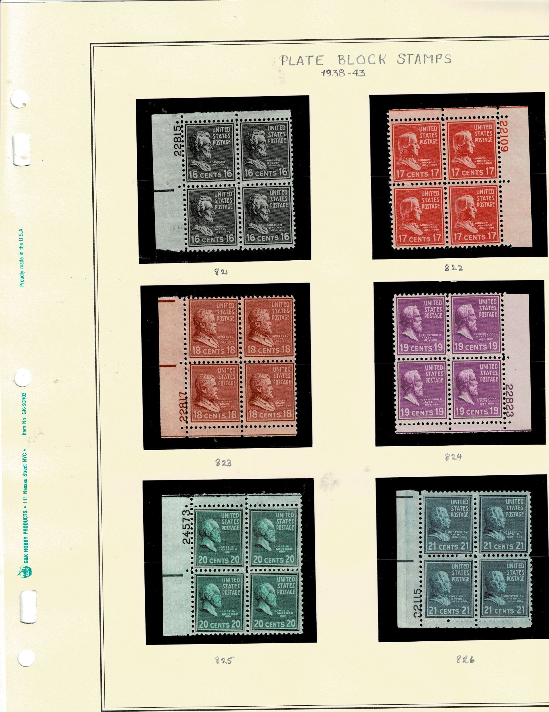 Presidential 1/2c - $5 US Postage Plate Blocks #803-34 with 2 Extra ...