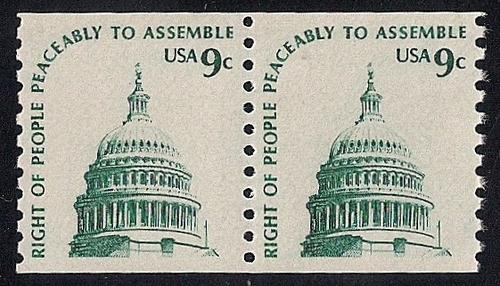 #1616 9 cent Right to Assemble Stamp mint OG NH EGRADED XF 93 XXF ...