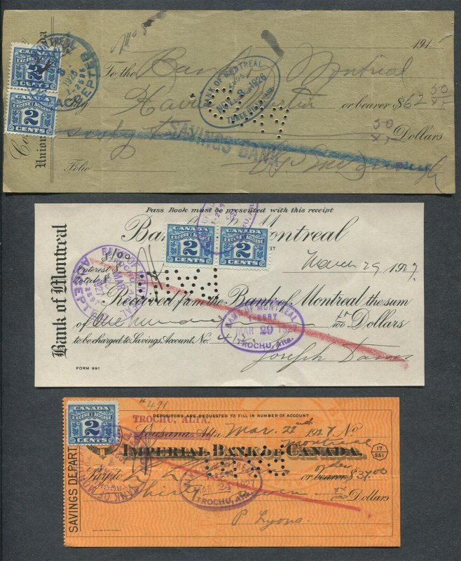 Canada Revenue Fx36 Excise TAX Stamps Used on Cheques | Canada, Stamp ...