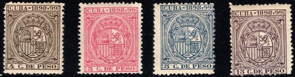 1898-1899 Spanish Cuba 3,4,5,15 Centavos Unissued Stamps Set/4 MNH ...