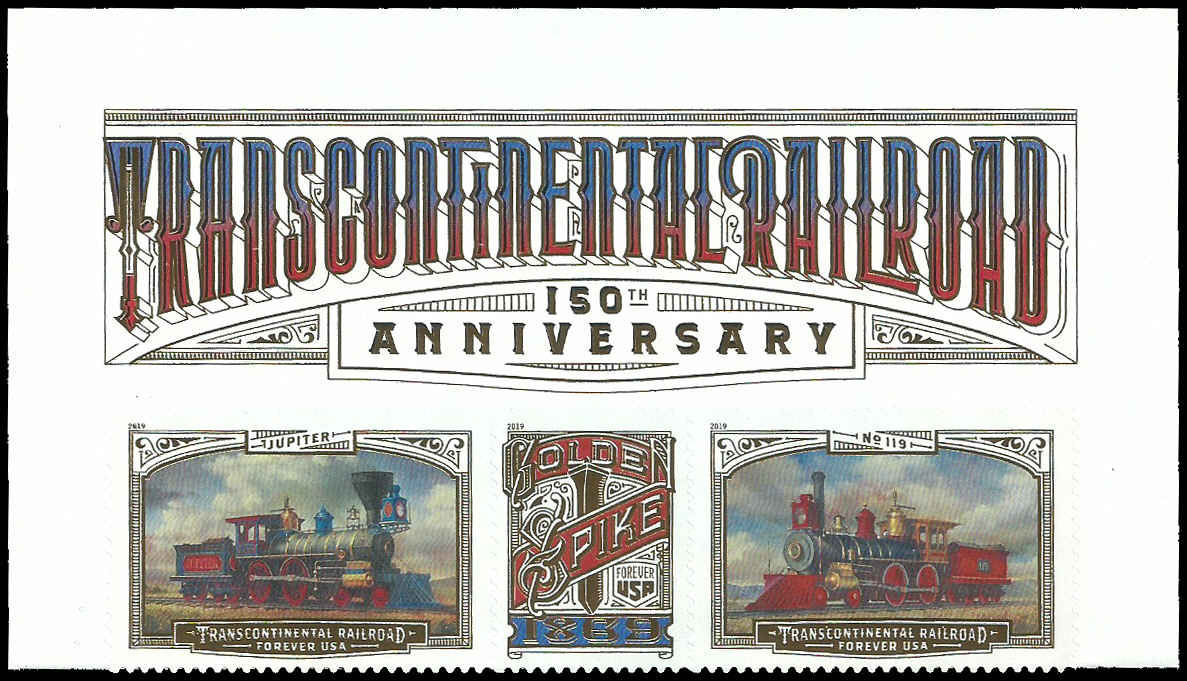 PCBstamps US #5378/5380a Strip $1.65(3x{55c}) Transcontinental Railroad ...