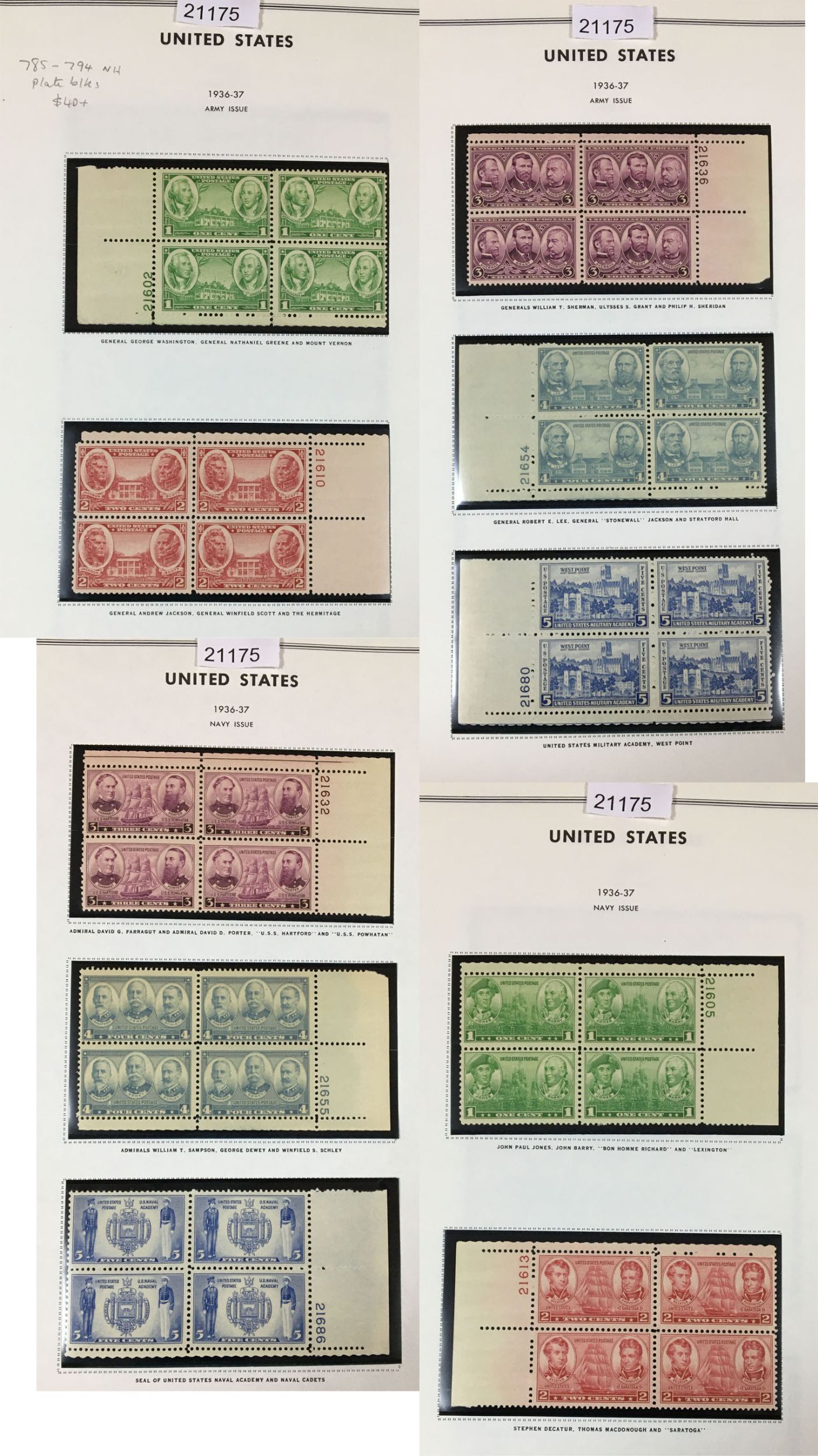 US Stamps 1936-1937 Mint OG NH Collection LOT #21175 | United States ...