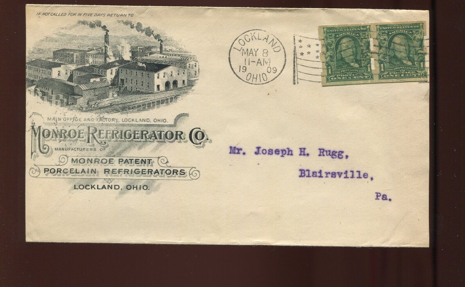 314 Schermack Type 3 Pair on Monroe Refrigerator Lockland Ohio AD Cover ...