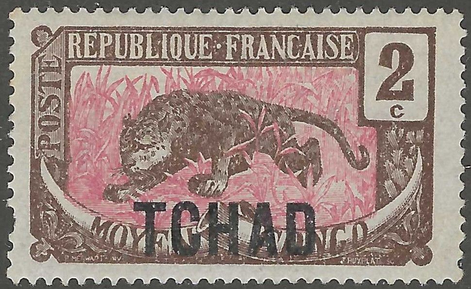 Chad, stamp, Scott#2, mint, hinged, 2c, leopard, TCHAD, black | Africa ...