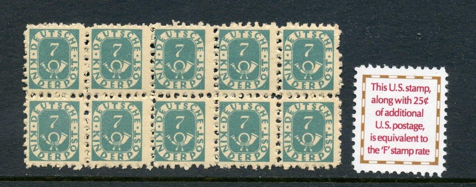 Vintage Kinderpost German Play Cinderella Block of 10 Poster Stamps ...