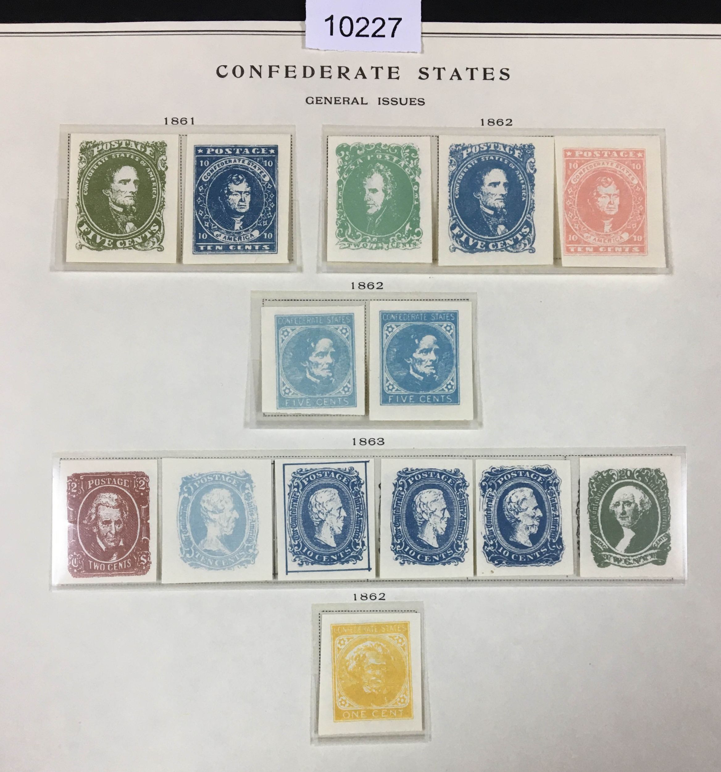 US Stamps 1861 - 1862 Confederate Reprints Collection LOT # 10227 ...