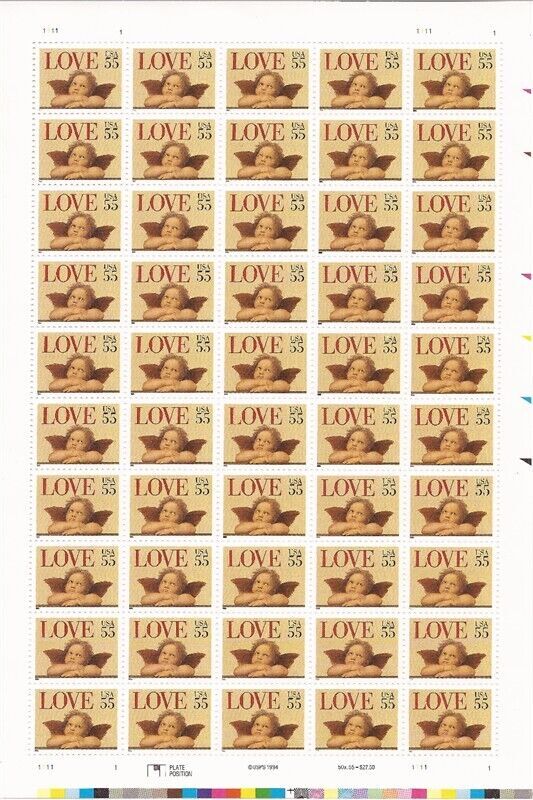 US Stamp - 1995 55c Raphael Cherub - 50 Stamp Sheet - #2958 | United ...