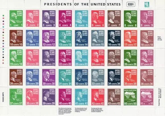 Marshall Islands - 2005 US Presidents 45 Stamp Sheet Scott #847 ...