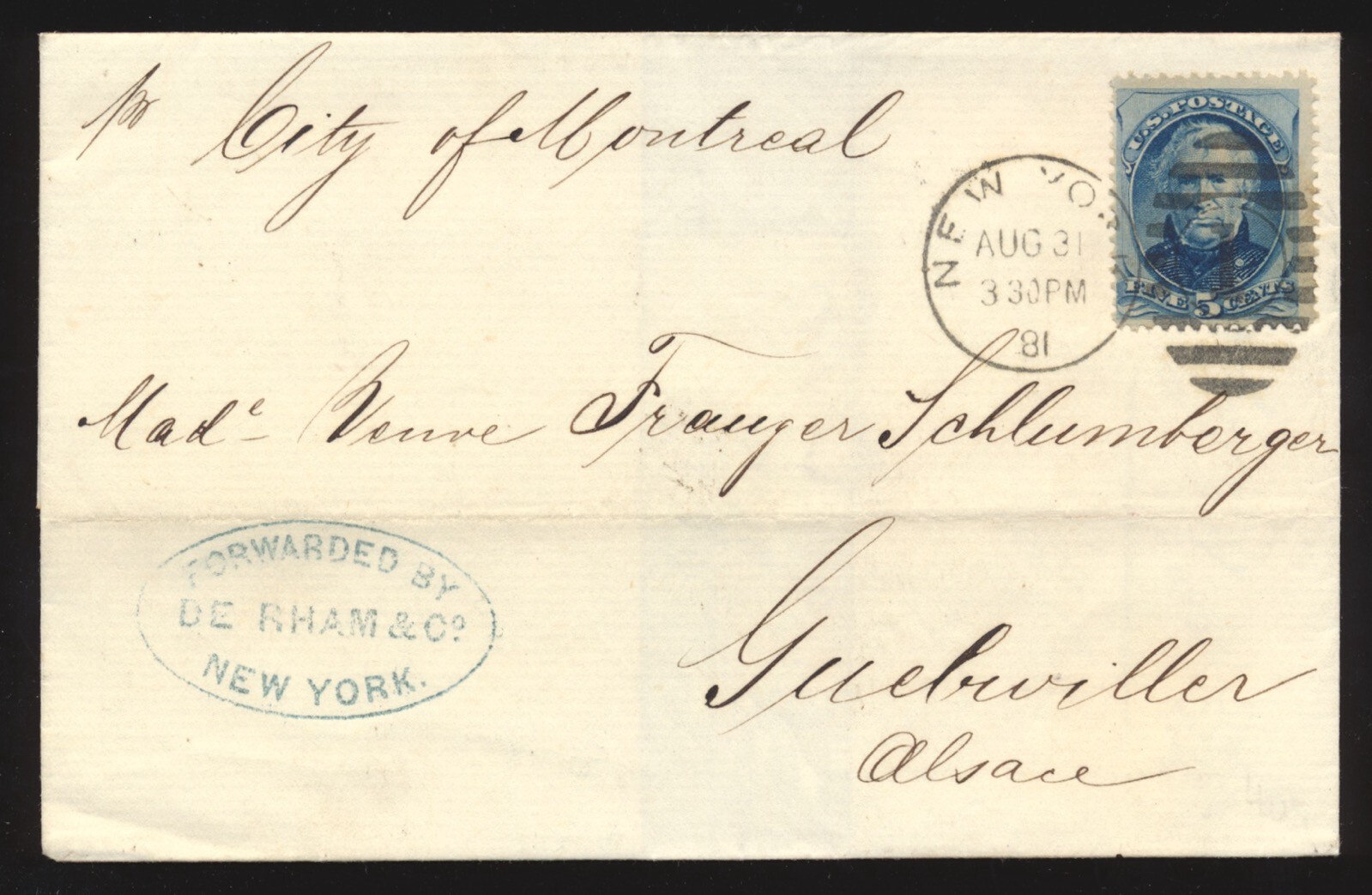 United States 1881 D.E. Rahm Forwarding Agents 5c Taylor Cover to ...