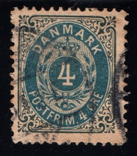 Danmark Denmark early bullseye stamp with Letter watermark Wmk variety ...