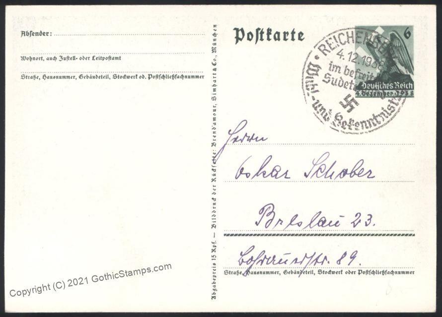 3rd Reich Germany Czech Occupation Hitler in Map WWII Reichenberg ...