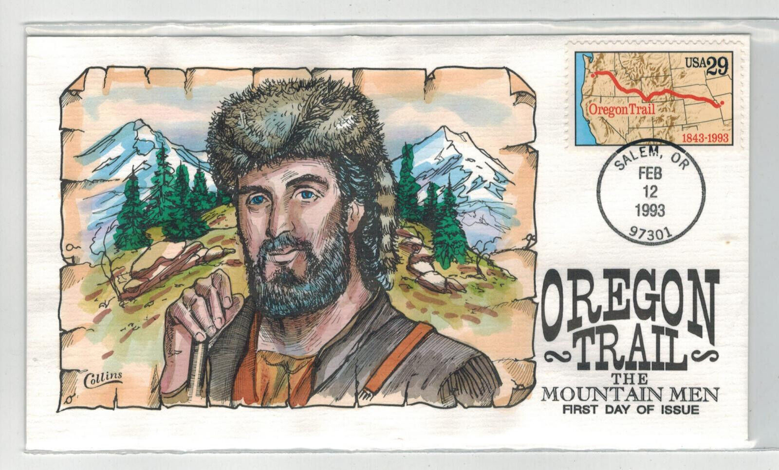 1993 Collins Handpainted 2747 Oregon Trail Design #2 the Mountain MEN ...